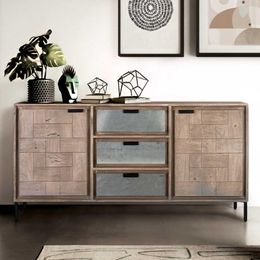 Pharao24.de Sideboard Kommode im Industry und Loft Stil aus Akazie Massivholz