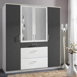 Pharao24.de Kleiderschrank bicolor mit Spiegel und drei Schubladen Made in Germany