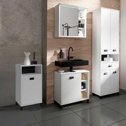 Pharao24.de Badm&ouml;belset Badezimmerm&ouml;bel Set in modernem Design mit Metallgriffen (vierteilig)