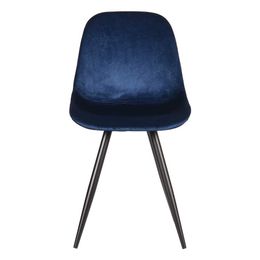 Pharao24.de Blauer Samtstuhl Schalensitz Skandi Design (2er Set)