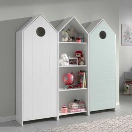 Pharao24.de Kinderzimmer Schr&auml;nke in Wei&szlig; und Mingr&uuml;n wei&szlig;em Regal (dreiteilig)