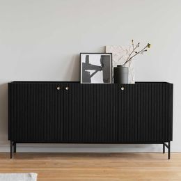 Pharao24.de Esszimmersideboard aus Eiche Massivholz & MDF Schwarz
