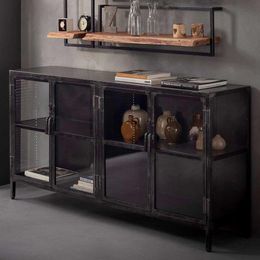Pharao24.de Glast&uuml;ren Kommode im Industry Style Anthrazit aus Stahl 180x92x40 cm Pharao24