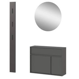 Pharao24.de Garderobe Flur Flur Set in Dunkelgrau und modernem Design (dreiteilig)