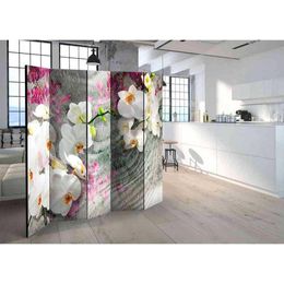 Pharao24.de Leinwand Paravent mit Orchideen Bl&uuml;ten 5-teilig