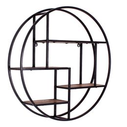 Pharao24.de Rundes H&auml;ngeregal aus Massivholz und Metall Loft Design