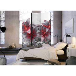 Pharao24.de Spanische Wand in Grau und Rot Lilien Motiv