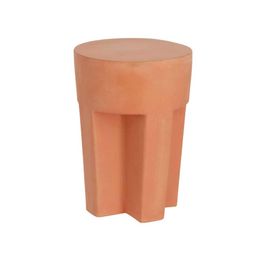Pharao24.de Runder Outdoor Beistelltisch aus Keramik Terracottafarben