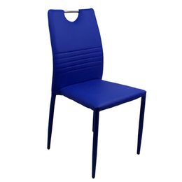 Pharao24.de Blaue Kunstlederst&uuml;hle stapelbar Griff in der R&uuml;ckenlehne (4er Set)