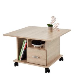 Pharao24.de Rollbarer Wohnzimmer Tisch in Sonoma-Eiche einer Schublade