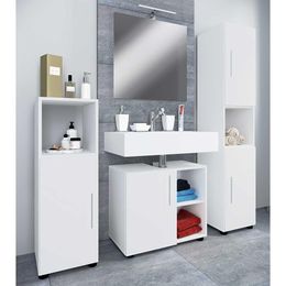 Pharao24.de Waschplatz Set vierteilig weiss 160 cm hoch 30 cm tief (vierteilig)