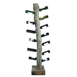 Pharao24.de Weinregal aus Teak Massivholz 40 cm breit und 185 cm hoch