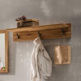Pharao24.de Massivholz Wandgarderobe aus Eiche ge&ouml;lt Hutablage