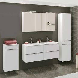 Pharao24.de Badezimmer Komplett Kombination in Wei&szlig; Doppelwaschtisch (vierteilig)