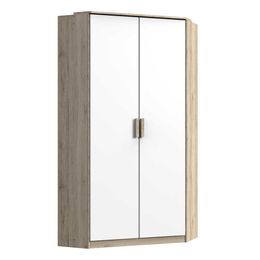 Pharao24.de Schlafzimmereckschrank in Wei&szlig; Eiche San Remo