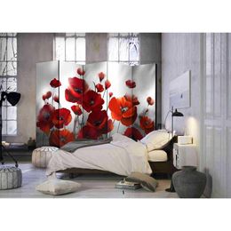 Pharao24.de Spanische Wand mit Mohnblumen Motiv Rot und Grau