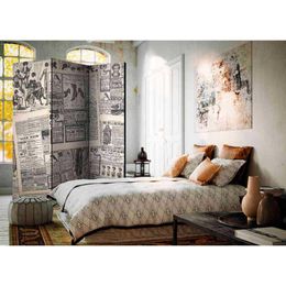 Pharao24.de Spanische Wand mit nostalgischem Zeitung Motiv 135 cm breit