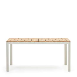 Pharao24.de Garten Esstisch modern aus Aluminium Teak Massivholz