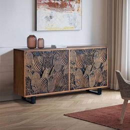 Pharao24.de Sideboard Kommode aus Akazie Massivholz geschnitzt