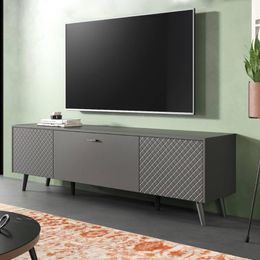 Pharao24.de TV Sideboard Fernsehschrank in Grau mit T&uuml;ren