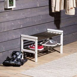 Pharao24.de Schuhregal in Wei&szlig; Eiche massiv Edelstahl
