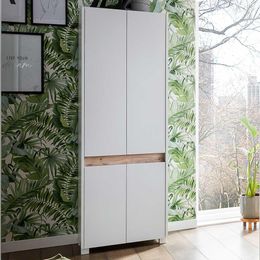 Pharao24.de Schuhgarderobe im Skandi Design Wildeichefarben und Wei&szlig;