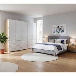 Pharao24.de Kleiderschrank in Wei&szlig; und Eiche Bianco Faltt&uuml;ren