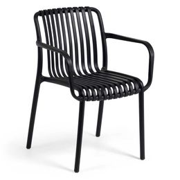 Pharao24.de Stapelbare Gartenst&uuml;hle in Schwarz Kunststoff (4er Set)