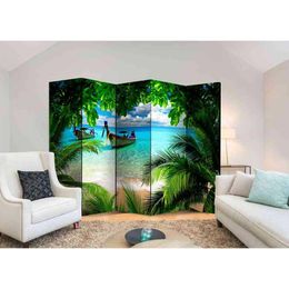 Pharao24.de 5 Elementen Paravent mit Urlaub Motiv 225 cm breit