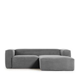 Pharao24.de Graue Polsterecke aus Cord 240 cm breit