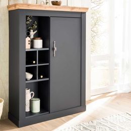 Pharao24.de Wohnzimmer Highboard Landhaus in Grau und Wildeiche NB 146 cm hoch