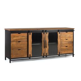 Pharao24.de Sideboard Kommode mit Schiebet&uuml;ren und sechs Schubladen