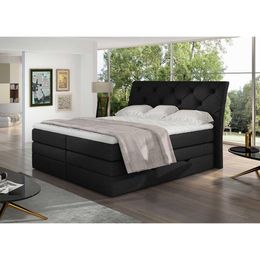 Pharao24.de Boxspringbett Polsterbett in Schwarzbraun mit Bettkasten