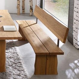 Pharao24.de Baumkanten Bank mit Lehne Wildeiche massiv 180x87x51 cm Pharao24