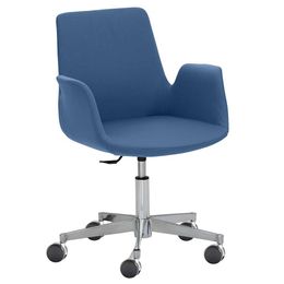 Pharao24.de Drehgestell Stuhl in Blau Flachgewebe Gestell aus Metall