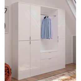 Pharao24.de XL Garderobenschrank in Wei&szlig; Hochglanz 152 cm breit (dreiteilig)