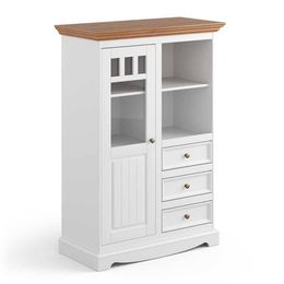 Pharao24.de Highboard Kommode im Landhausstil mit offenen F&auml;chern