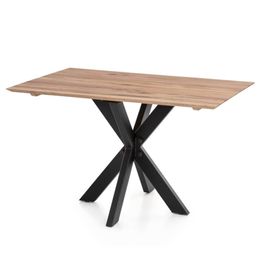 Pharao24.de Esszimmertisch aus Wildeiche Massivholz Spider Gestell aus Metall 125x77x85 cm Pharao24