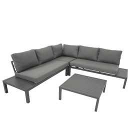 Pharao24.de Gartenm&ouml;bel Set Terrassensitzgruppe in Anthrazit mit Polsterauflage (vierteilig)