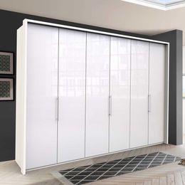 Pharao24.de Wei&szlig;er Schlafzimmerschrank mit Faltt&uuml;ren glasbeschichtet