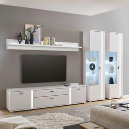 Pharao24.de Wohnzimmerm&ouml;bel Set in modernem Design LED Beleuchtung (vierteilig)