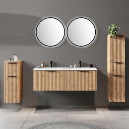 Pharao24.de Design Badm&ouml;bel-Set in Wildeichefarben Made in Germany (f&uuml;nfteilig)