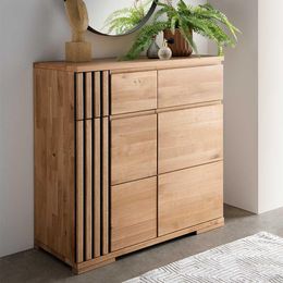 Pharao24.de Kommode Wildeiche massiv in modernem Design zwei Schubladen und T&uuml;ren 90x90x40 cm Pharao24