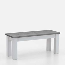 Pharao24.de E&szlig;zimmerbank Massivholz in Kiefer Grau und Wei&szlig; 46 cm hoch