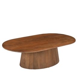 Pharao24.de Massivholztisch Designercouchtisch in ovaler Form auf Sockelgestell