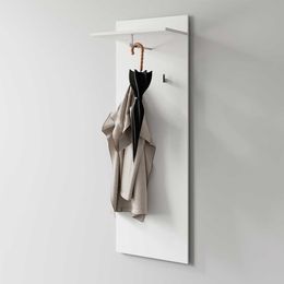 Pharao24.de Moderne Wandgarderobe in Wei&szlig; Ablage und zwei Haken