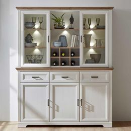 Pharao24.de Buffetschrank mit LED Beleuchtung Landhausstil