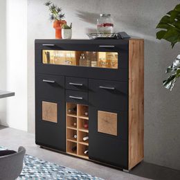 Pharao24.de Barschrank modern Wohnzimmer in Wildeichefarben Schwarz
