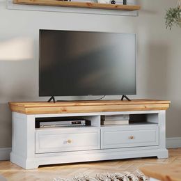 Pharao24.de Kleines TV Lowboard im Landhausstil Kiefer Massivholz wei&szlig;