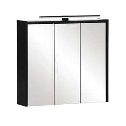 Pharao24.de Spiegelschrank Lichtspiegelschrank in Schwarz 3 t&uuml;rig